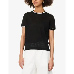 Max Mara Contrast-stripe Trim Linen Top