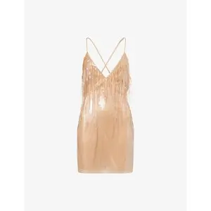 David Koma Embellished Tulle Mini Dress - Beige