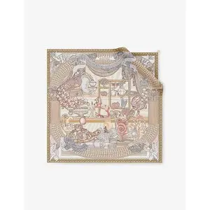 BVLGARI Curiosity Printed Square Silk-twill Scarf 1 Size Gold