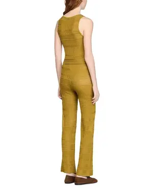 Sandro Floral Pointelle Knit Top - Olive