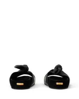 LANVIN Flat Leather Mules With Bow Detailing - Black