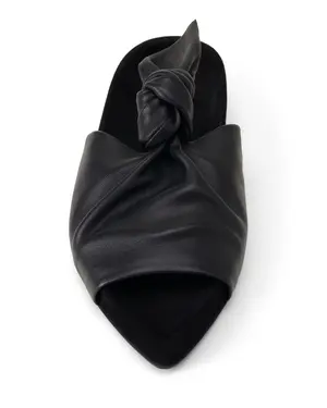 LANVIN Flat Leather Mules With Bow Detailing - Black