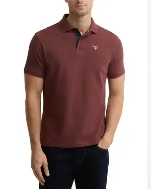 Barbour Tartan Pique Logo Polo Shirt - Burnt Pepper