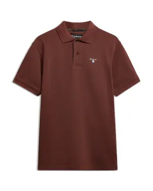 Barbour Tartan Pique Logo Polo Shirt - Burnt Pepper