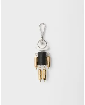 Prada Robot Saffiano Leather Key Ring Charm - Black