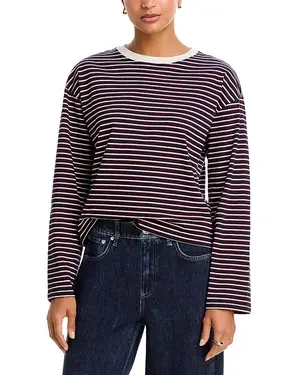 Rag & Bone Kelly Stripe Boxy Jersey Tee - Navy Multi