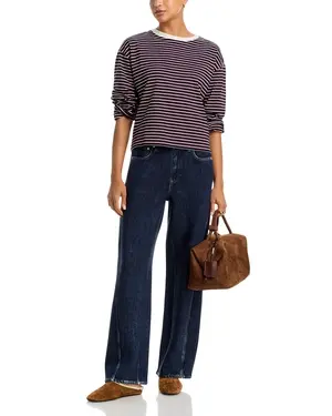 Rag & Bone Kelly Stripe Boxy Jersey Tee - Navy Multi