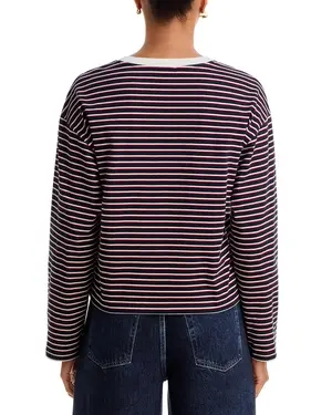 Rag & Bone Kelly Stripe Boxy Jersey Tee - Navy Multi