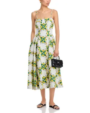 MILLY Livna Printed Midi Dress - Yellow Multi