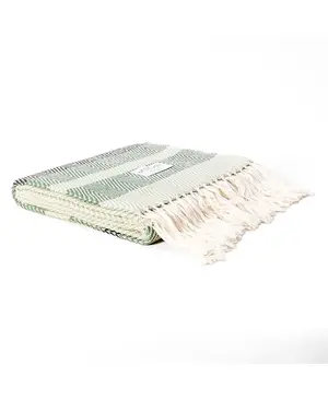 ETTITUDE Luxe Bamboo Stripe Throw Blanket - Fern Forest