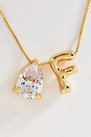 Anthropologie Bubble Initial And Pear-cut Stone Necklace - F