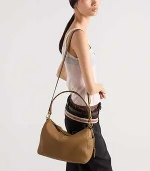 Prada Medium Grained Leather Shoulder Bag - Brown