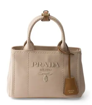 Prada Small Jardinière Canvas Top-handle Bag - Neutral