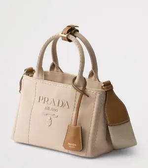 Prada Small Jardinière Canvas Top-handle Bag - Neutral