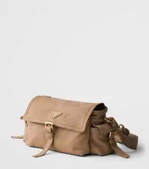 Prada Medium Nappa Lambskin Shoulder Bag - Neutral