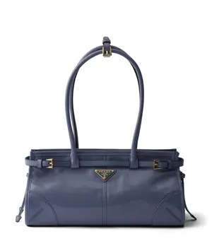 Prada Medium Leather Bonnie Top-handle Bag - Blue