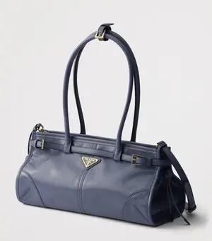 Prada Medium Leather Bonnie Top-handle Bag - Blue