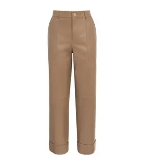 Lafayette 148 New York Nappa Leather Straight Leg Trousers