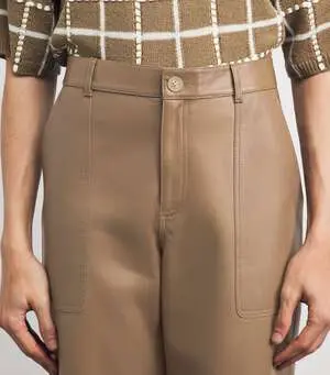 Lafayette 148 New York Nappa Leather Straight Leg Trousers