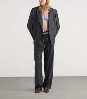 Prada Wool Check Tailored Trousers