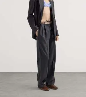 Prada Wool Check Tailored Trousers