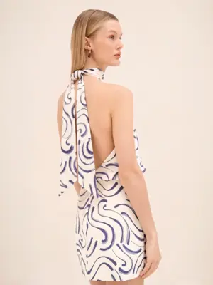 Alexis Sirenza Printed Mini Dress - Blue Wave
