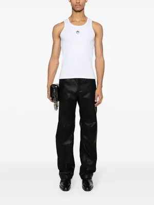 MARINE SERRE Ribbed Cotton Tank With Logo Detail
