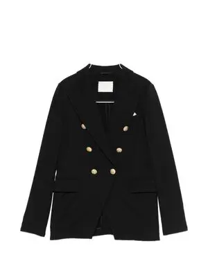 CIRCOLO 1901 Black Cotton Double Breasted Jacket - Nero