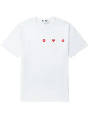 Comme Des Garçons Heart Print Cotton T-shirt - White