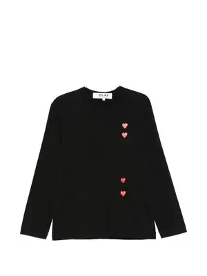 Comme Des Garçons Heart Motif Cotton Long Sleeve T-shirt - Nero