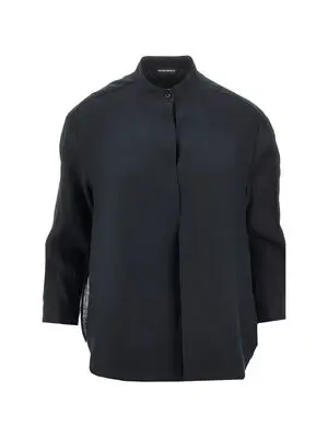 Emporio Armani Linen Shirt With Stand Collar