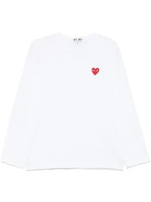 Comme Des Garçons Long Sleeve Cotton T-shirt With Heart Patch
