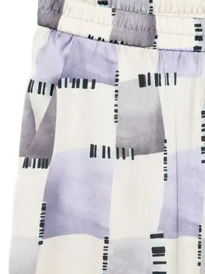 Emporio Armani Satin Wide-leg Trousers With All-over Pattern - Multicolor
