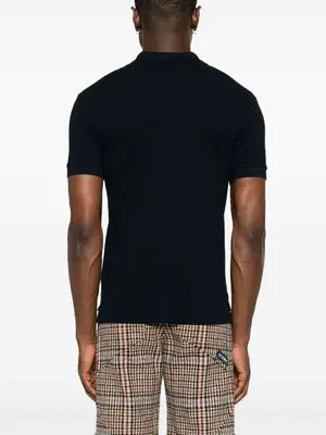 Comme Des Garçons Navy Cotton Piqué Polo Shirt With Heart Patch - Blue