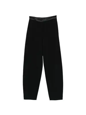 Emporio Armani Black Satin Trim Tapered Trousers - Nero
