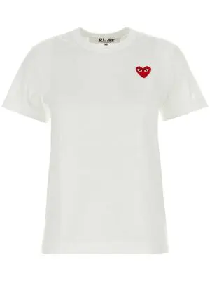 Comme Des Garçons Cotton T-shirt With Heart Logo - White
