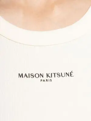 Maison Kitsuné Ribbed Logo Tank - Beige