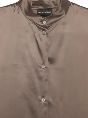 Emporio Armani Band Collar Short Sleeve Shirt