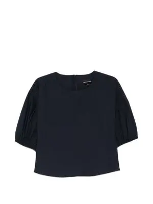 Emporio Armani Cotton Puff Sleeve Blouse - Blu