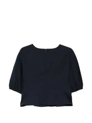 Emporio Armani Cotton Puff Sleeve Blouse - Blu