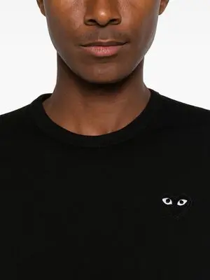 Comme Des Garçons Long Sleeve Cotton T-shirt With Heart Patch