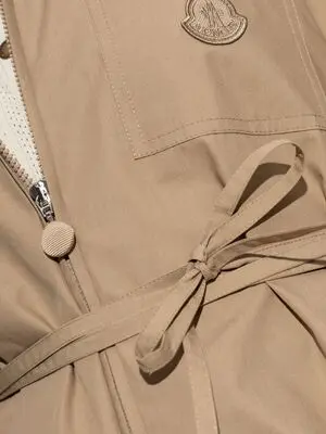 Moncler Cotton Zip-up Shirt With Tie Waist - Beige