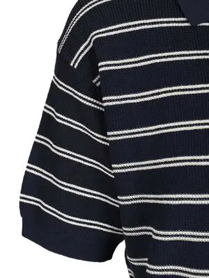DUNST Striped Cotton Blend Polo Shirt - Blu