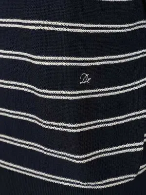 DUNST Striped Cotton Blend Polo Shirt - Blu