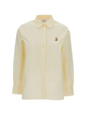 Maison Kitsuné Striped Button-up Shirt With Embroidered Fox Detail