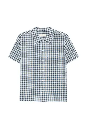 DUNST Checked Cotton Blend Shirt - Blu