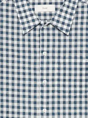 DUNST Checked Cotton Blend Shirt - Blu