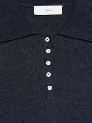 DUNST Cotton Blend Ribbed Knit Polo Shirt