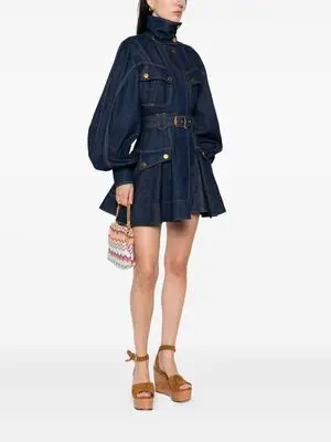 Zimmermann Luna Denim Utility Mini Dress - Blu