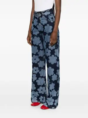 ALESSANDRO ENRIQUEZ Printed Denim Floral Motif Jeans